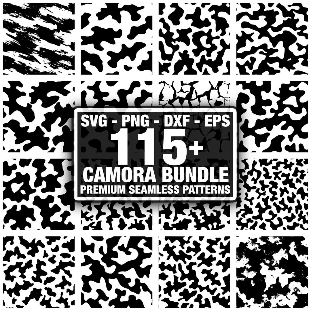 Camora Camo Seamless Pattern SVG Bundle | Military Camouflage Digital ...