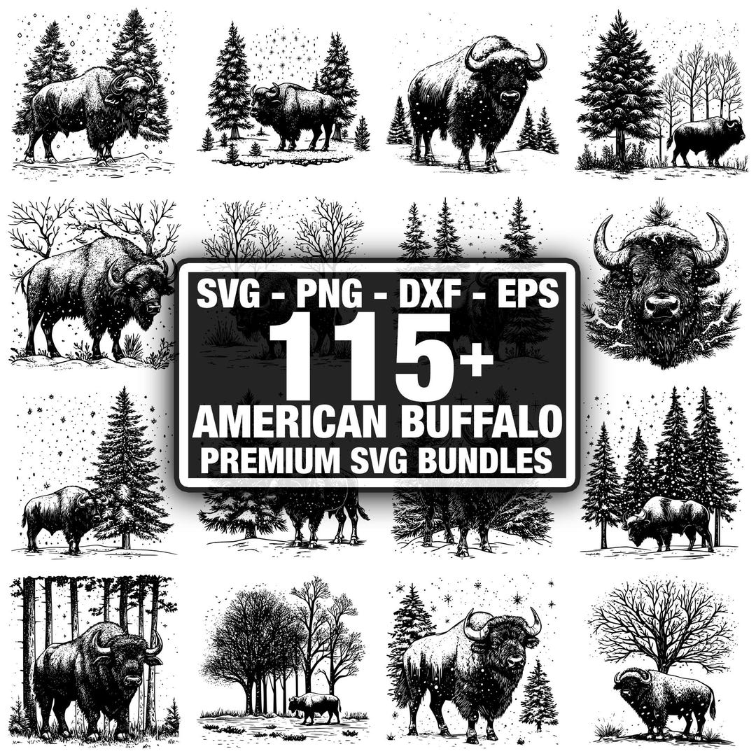 115+ American Buffalo Bundle, Buffalo Designs, Instant Download Png ...