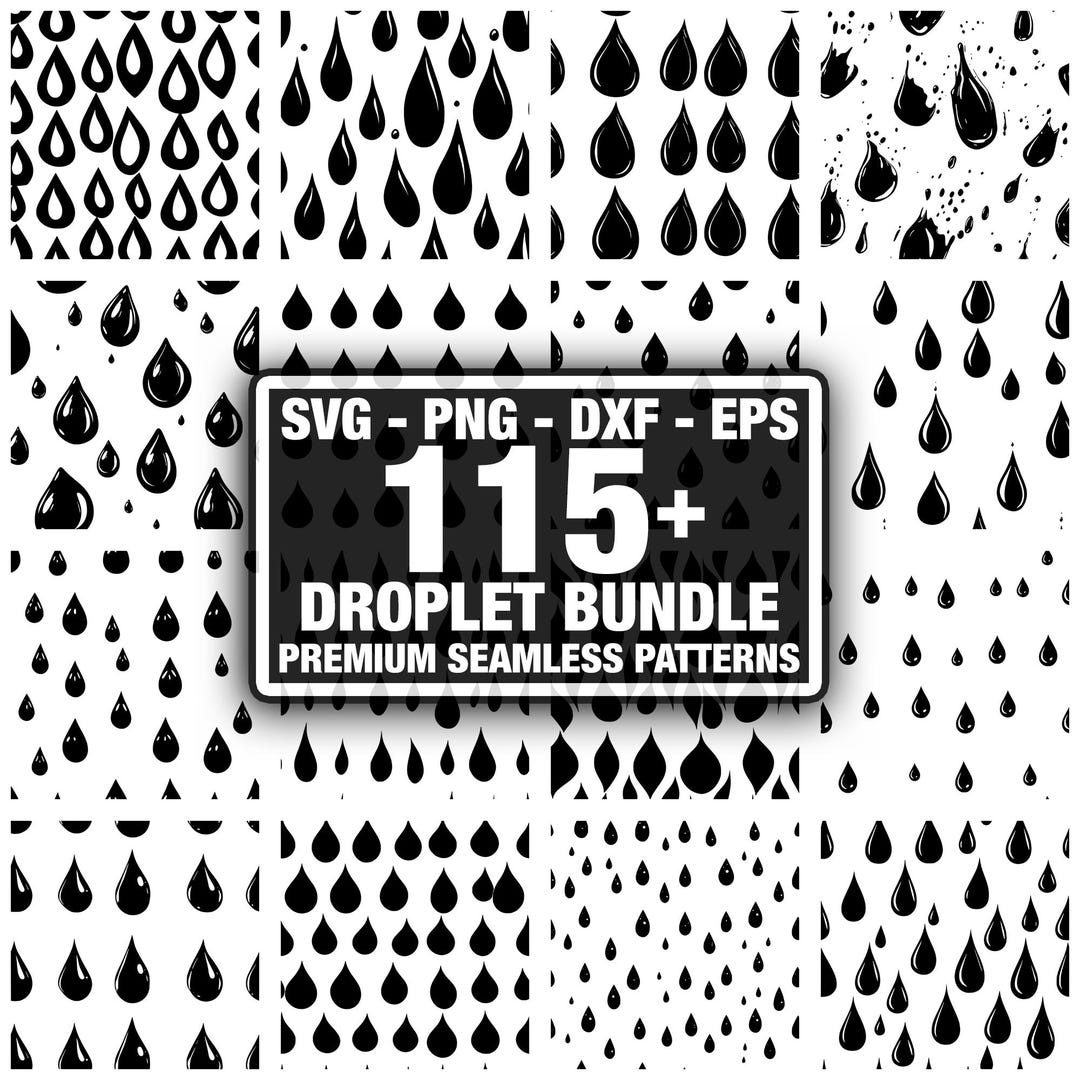 Droplet Water Drop Patterns, Seamless Texture Bundle, Instant Download ...