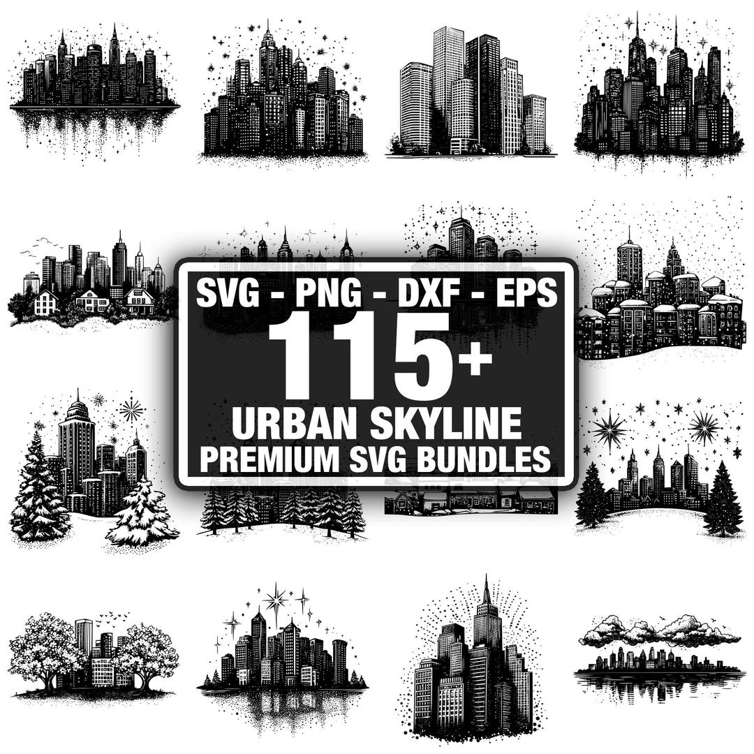 115+ Urban Skyline Bundle, Modern City Designs, Instant Download Png ...