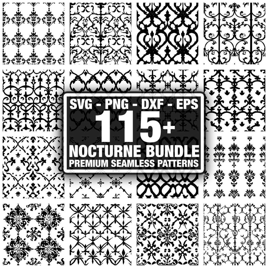 Nocturne Gothic Patterns, Seamless Texture Bundle. Instant Download Png ...
