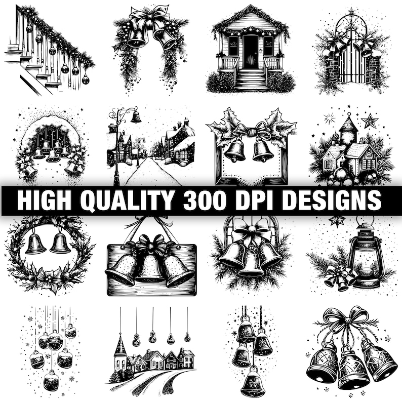 115+ Jingle Bells Scene Bundle, Christmas Holiday Designs, Instant ...