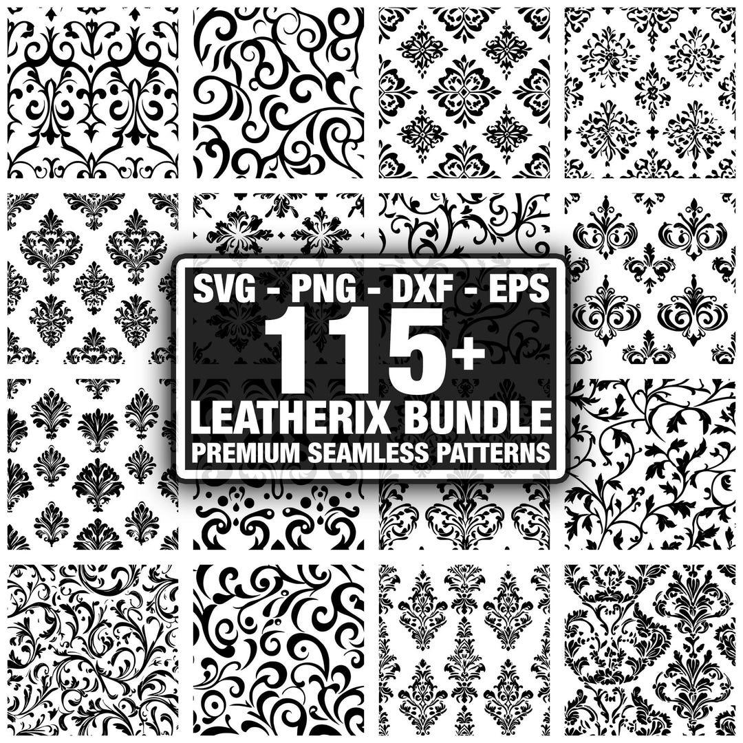 Leatherix Tooled Leather Patterns, Seamless Texture Bundle. Instant ...