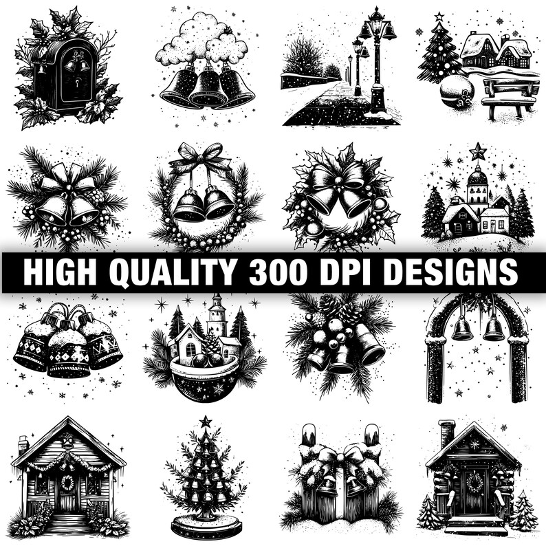 115+ Jingle Bells Scene Bundle, Christmas Holiday Designs, Instant ...