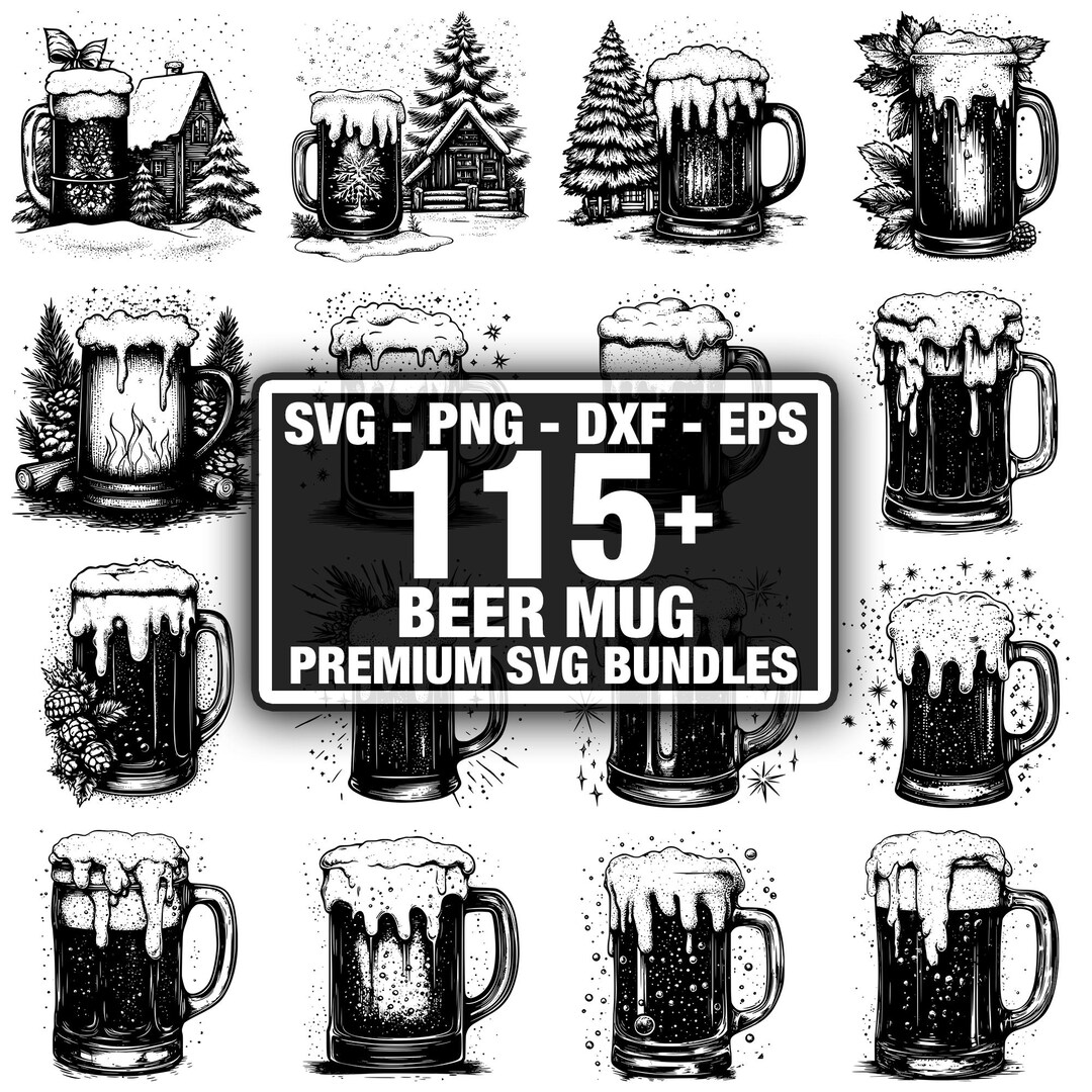 115+ Beer Mug Bundle, Pub & Bar Drink Designs, Instant Download Png ...