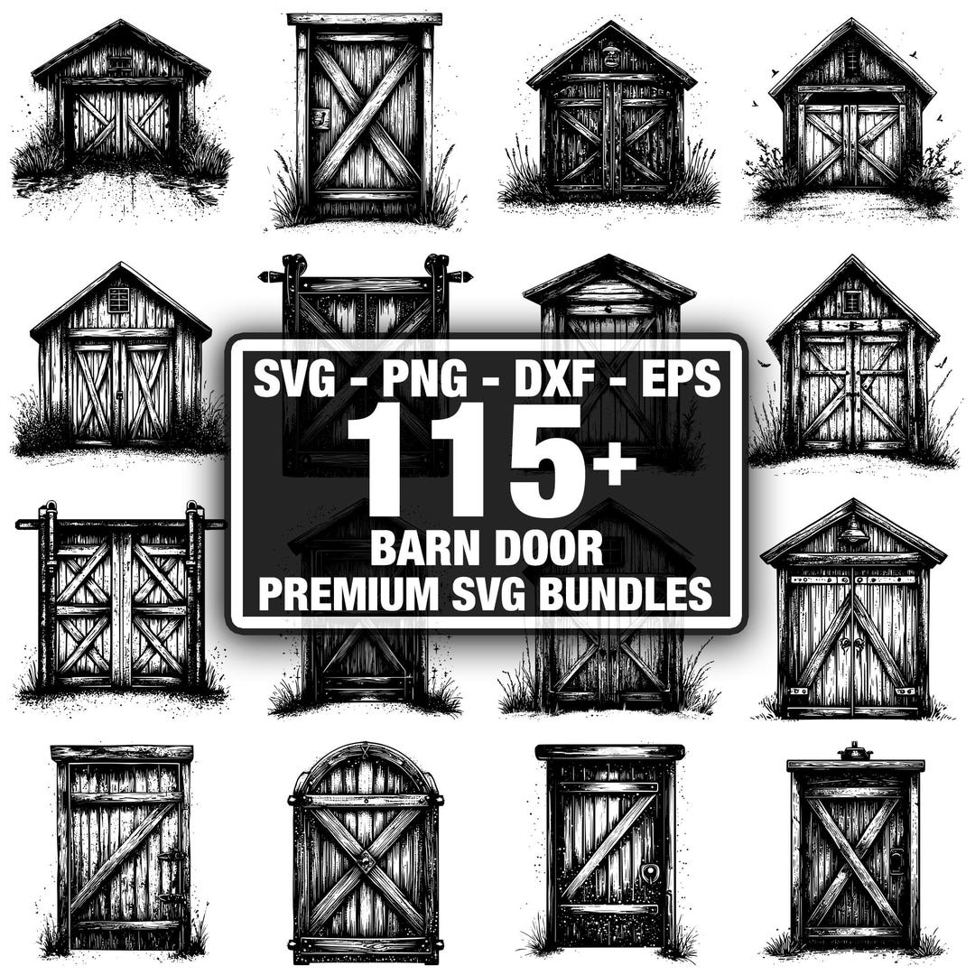 110+ Barn Door Bundle, Rustic Farmhouse Doors, Instant Download Png ...