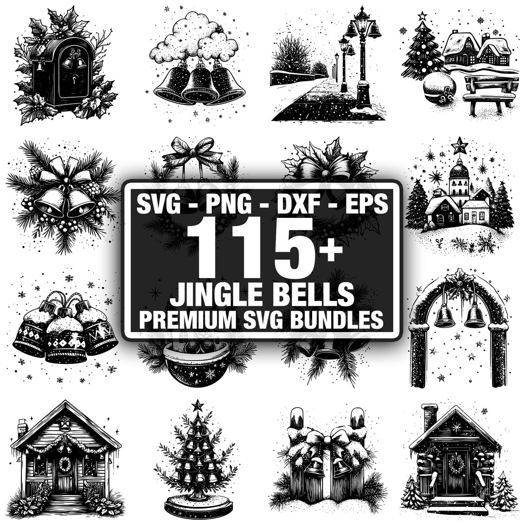 115+ Jingle Bells Scene Bundle, Christmas Holiday Designs, Instant ...