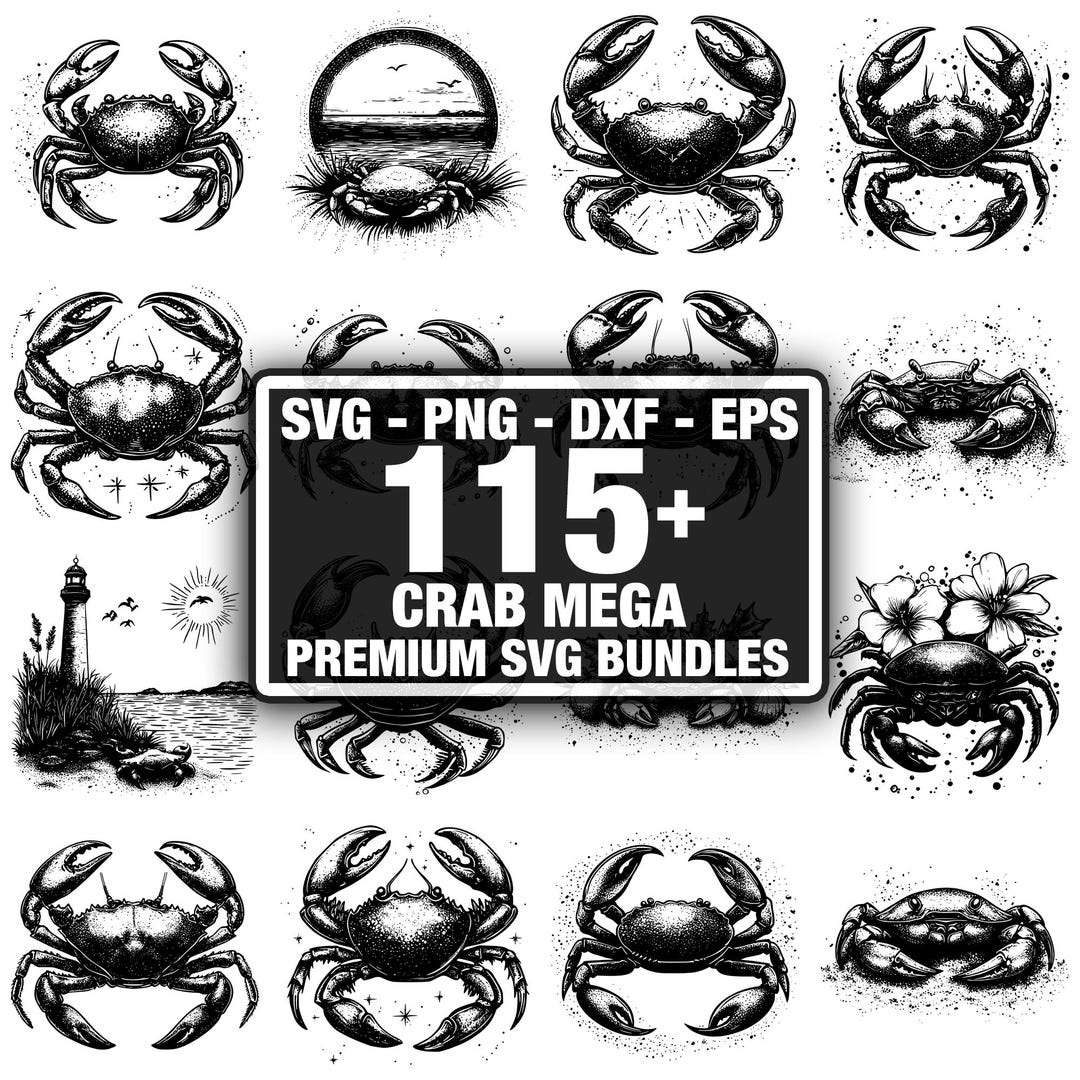 115+ Crab Bundle, Ocean Sea Life Designs, Instant Download Png, Dxf ...