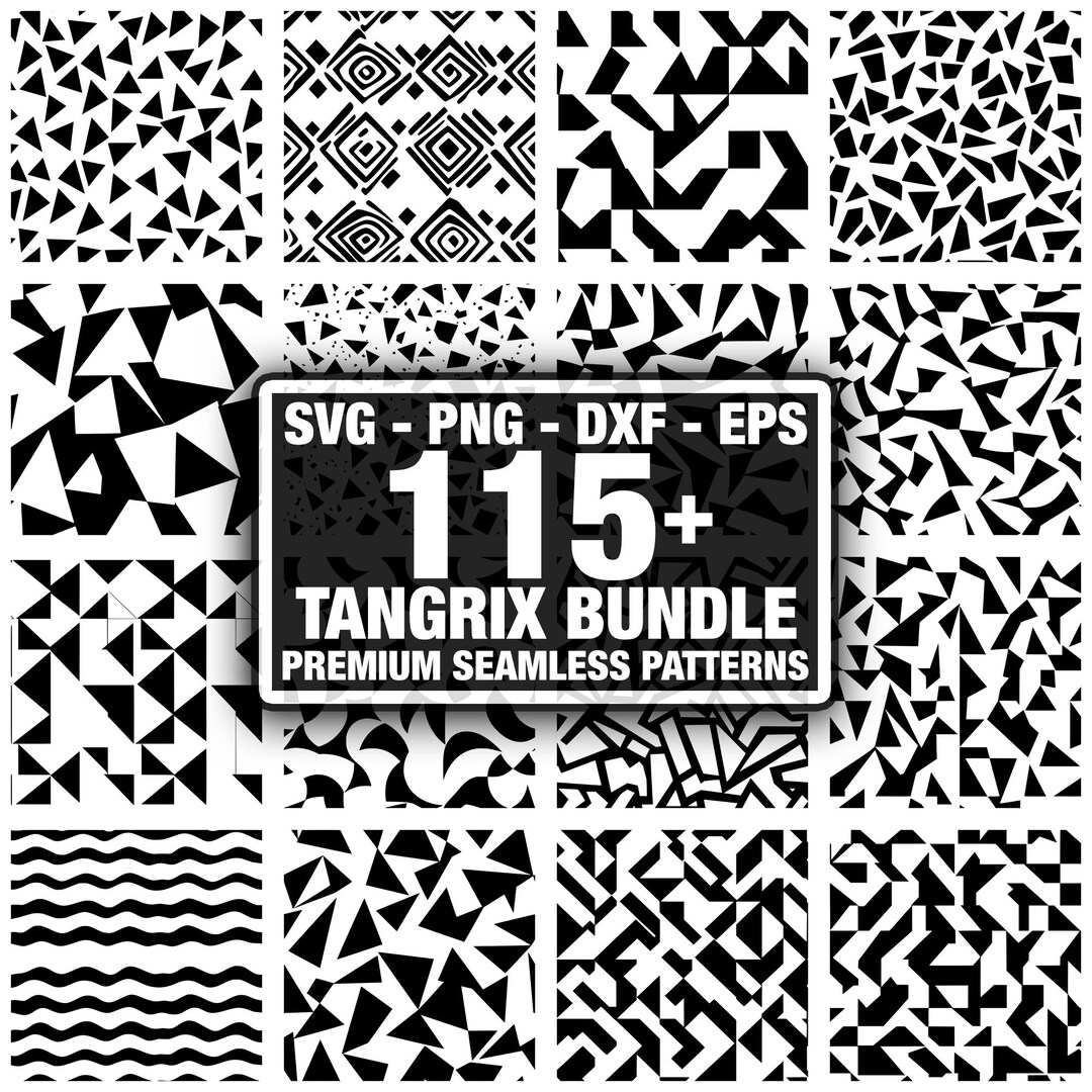 Tangrix Tangram Patterns, Seamless Design Bundle. Instant Download Png ...