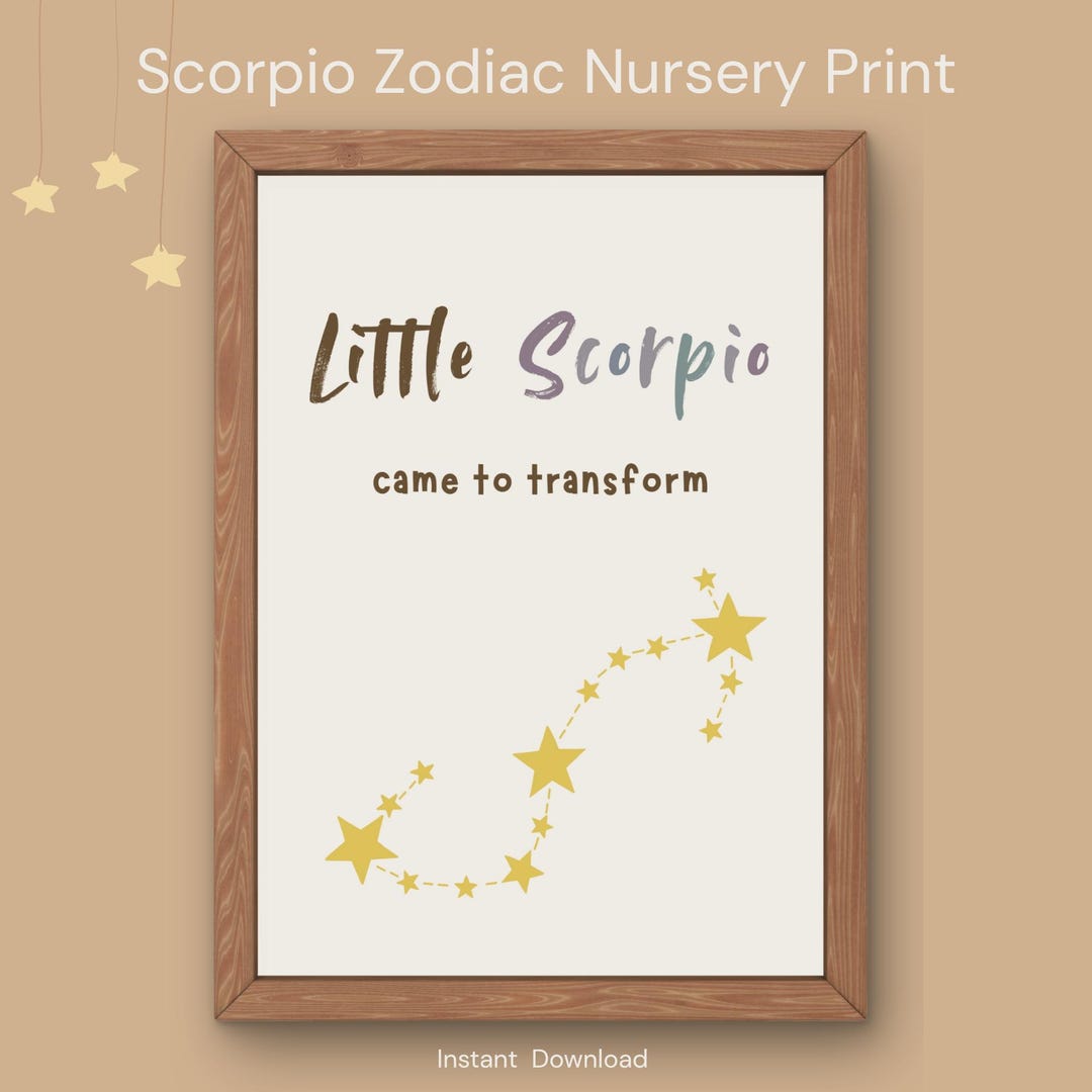 Scorpio Zodiac Nursery Wall Art Printable, Scorpio Baby Poster, Zodiac ...