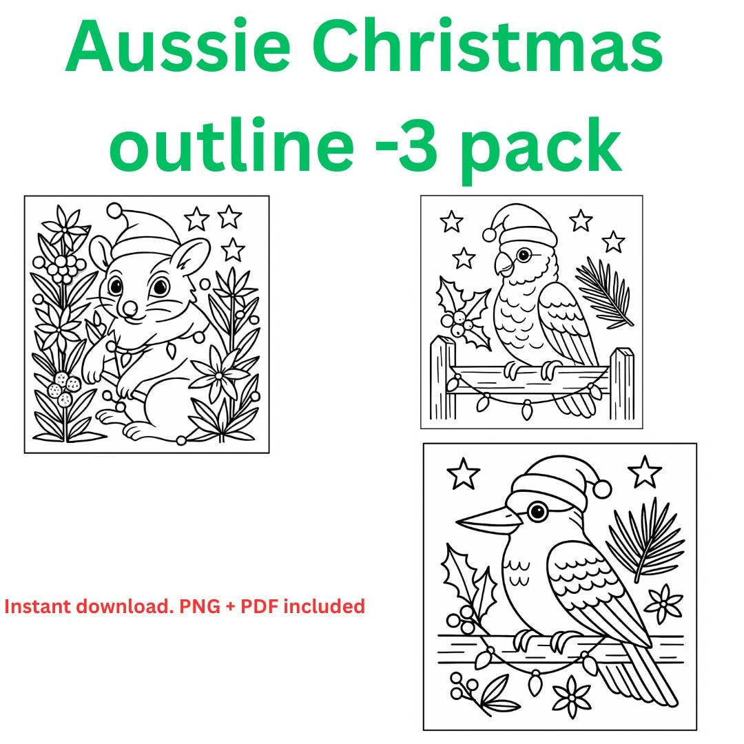 Aussie Christmas Colouring Pages – Galah, Kookaburra, Possum (instant ...