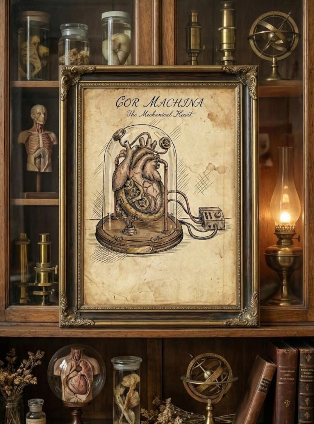 Steampunk Heart Anatomy Poster, Mechanical Heart Art, Cor Machina Print ...
