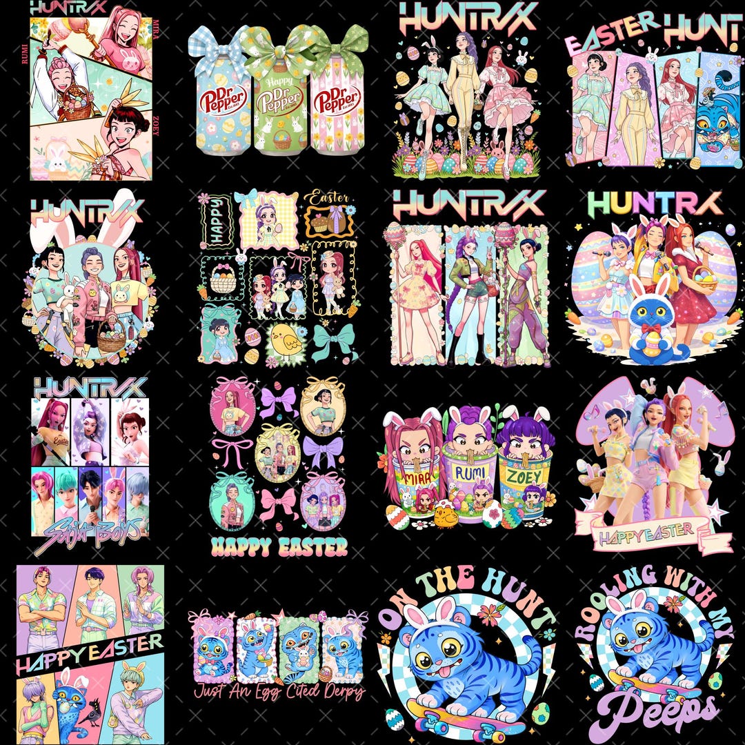 Huntrix Easter Kpop PNG Bundle, Happy Easter Designs (digital Download ...