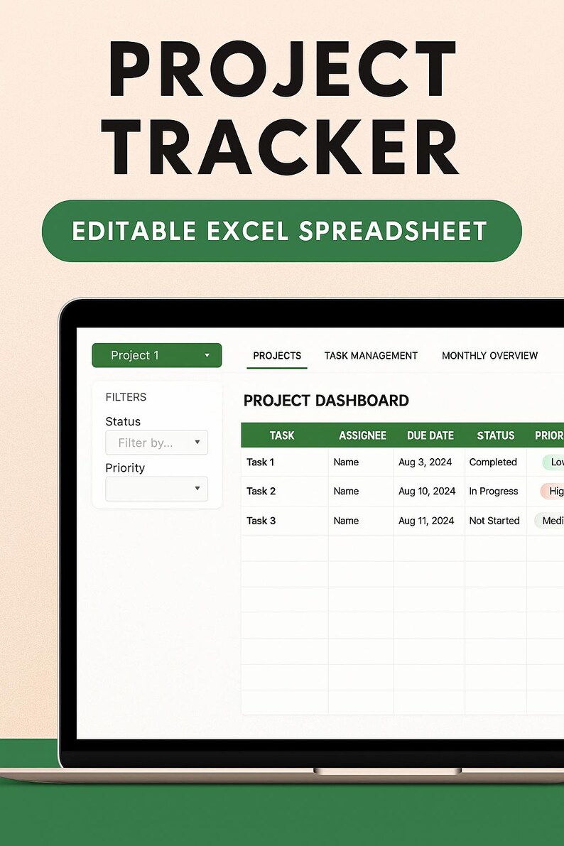 Project Tracker With Timeline Dashboard | Management Template | Task ...