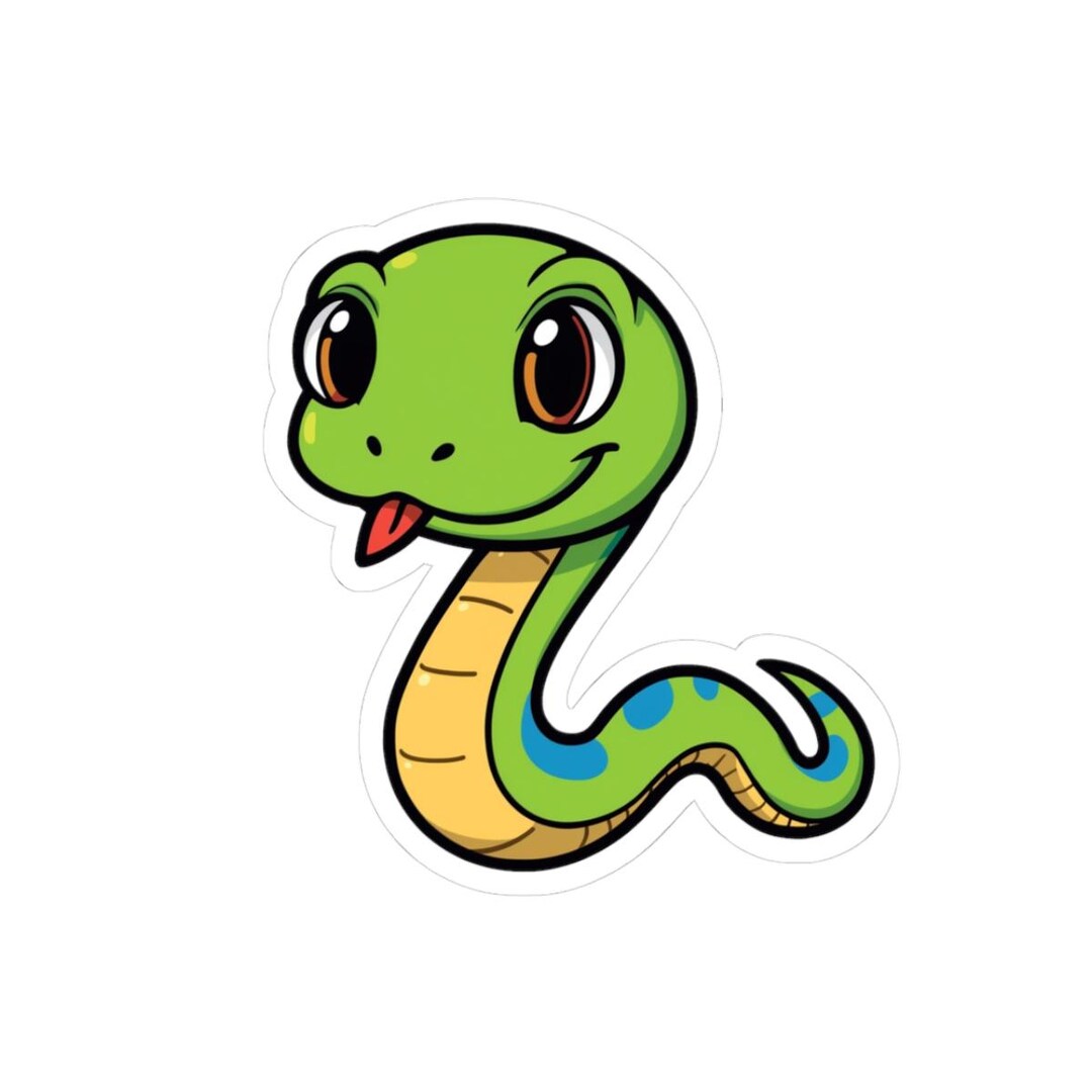 Green Cartoon Snake Sticker | Laptop Decal - Etsy