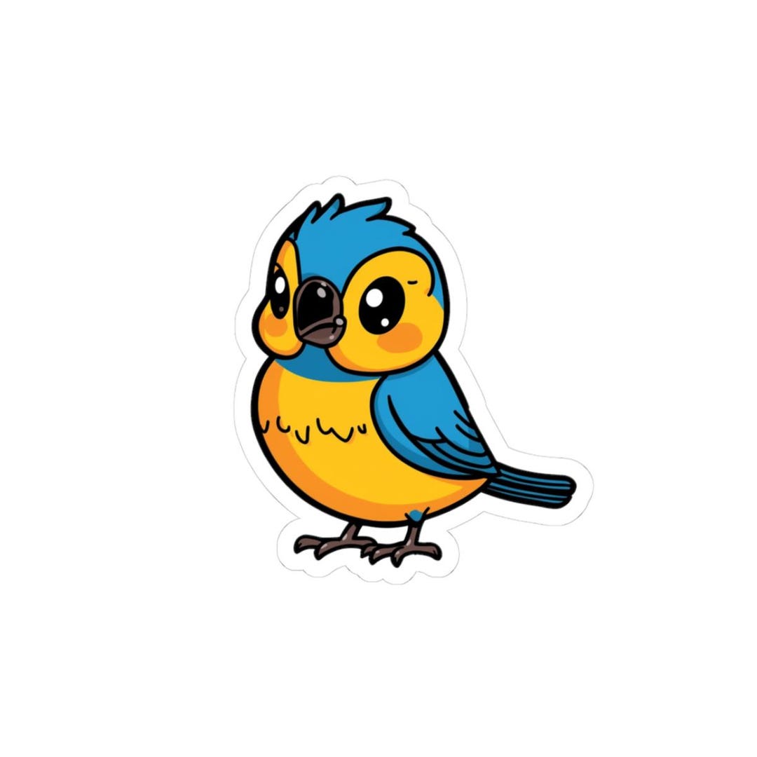 Blue and Yellow Bird Sticker | Glossy Vinyl Decal - Etsy