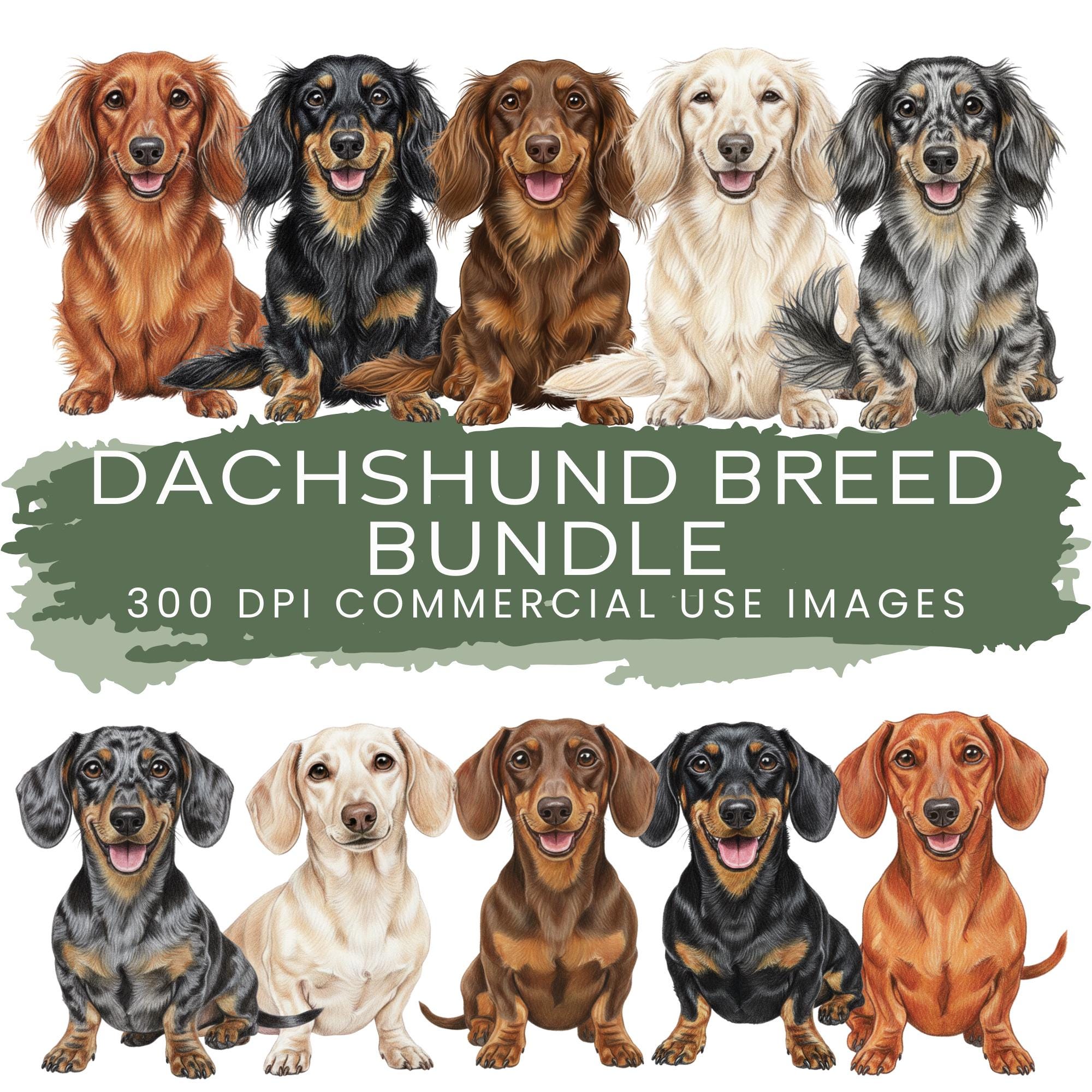 Dachshund Clipart Bundle | Dachshund PNG Set | Sitting Dogs ...