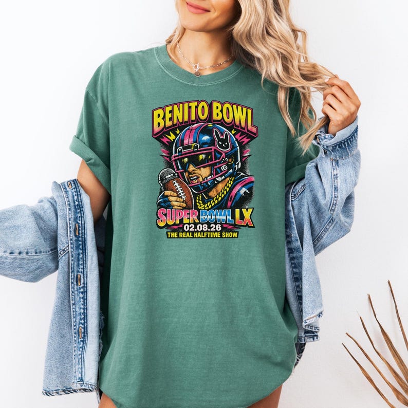 Vintage Bad Bunny Football Comfort Colors Shirt, Bad Bunny Super Bowl ...