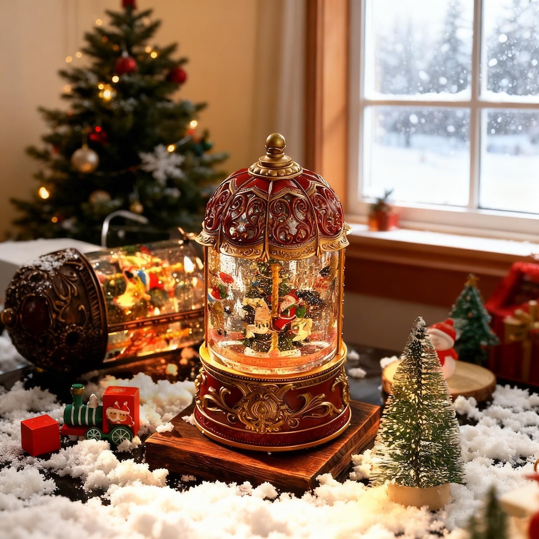 Handmade Christmas Music Boxes and Snow Globes for Children, Christmas ...