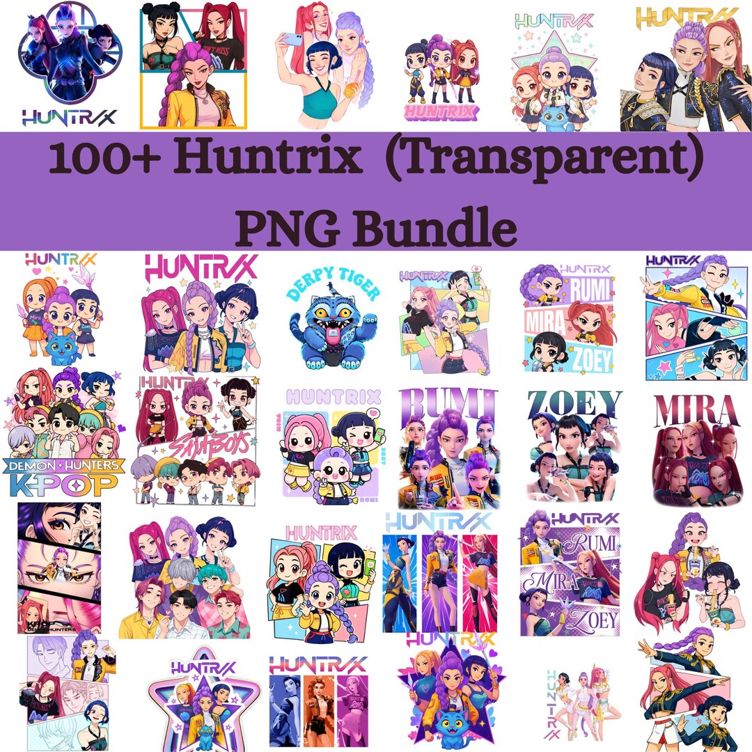 Huntrix Kpop Demon Hunters PNG, Kpop Idol Group Shirt Design, Girl ...