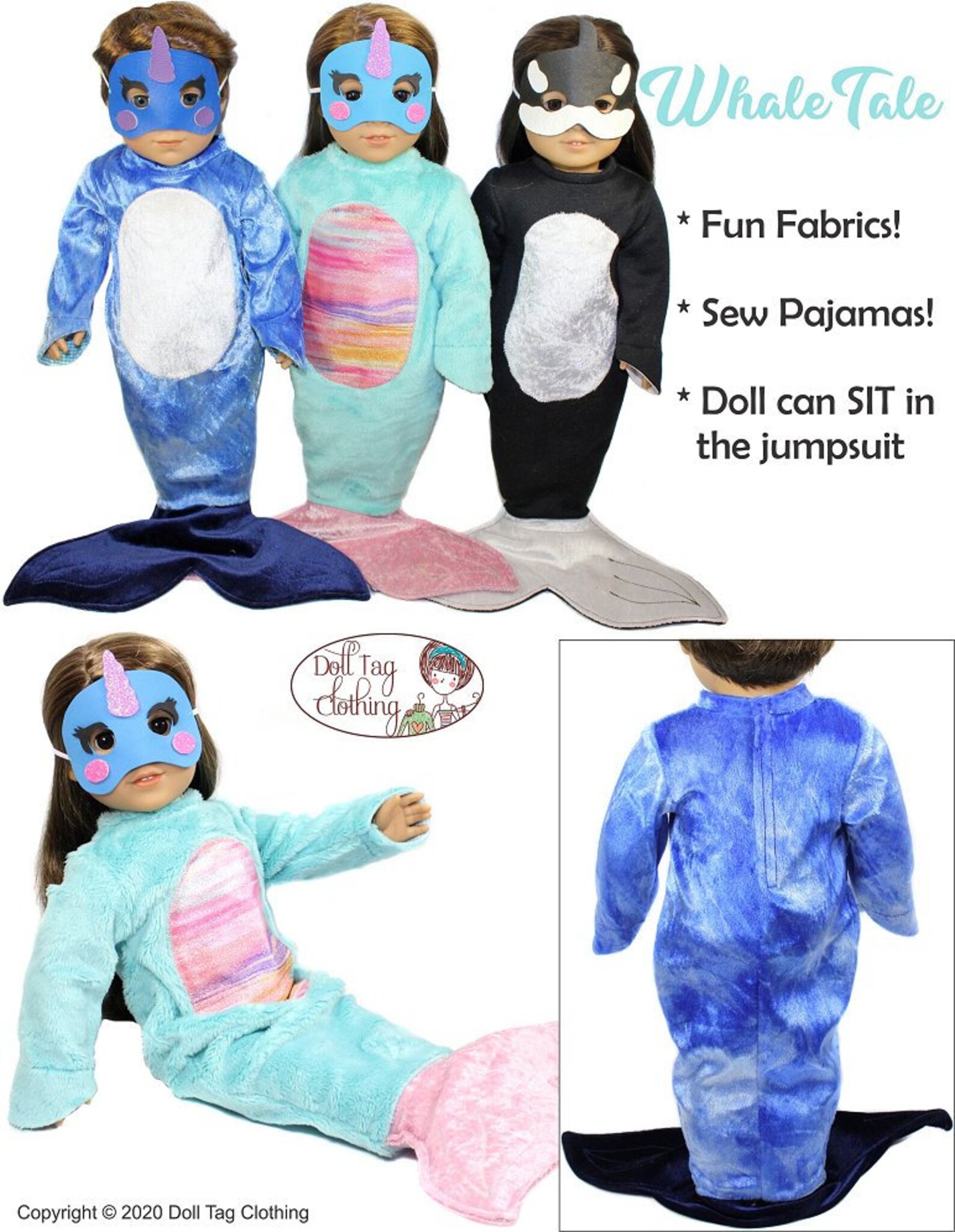 Whale Tale Dress up Costume | Narwhal, Orca | PDF Sewing Pattern for 18 ...