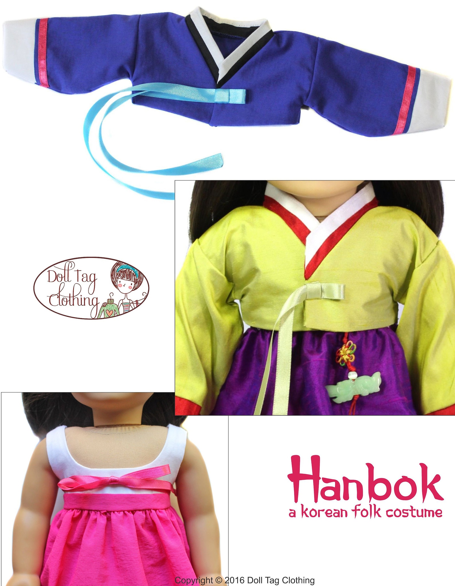 Korean Hanbok Traditional Dress | PDF Sewing Pattern for 18 Inch Girl ...