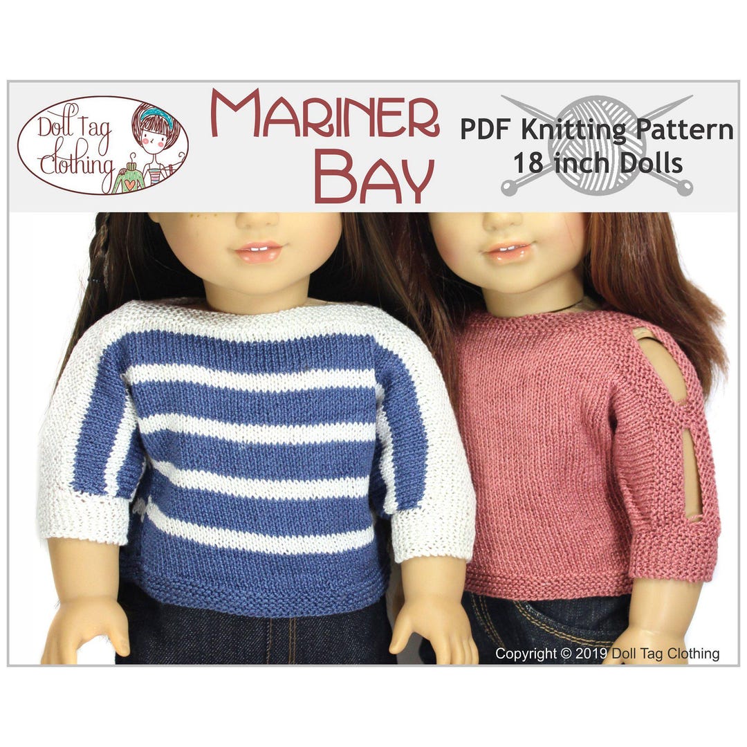 Mariner Bay Sweater PDF Knitting Pattern for 18 Inch Girl Dolls - Etsy