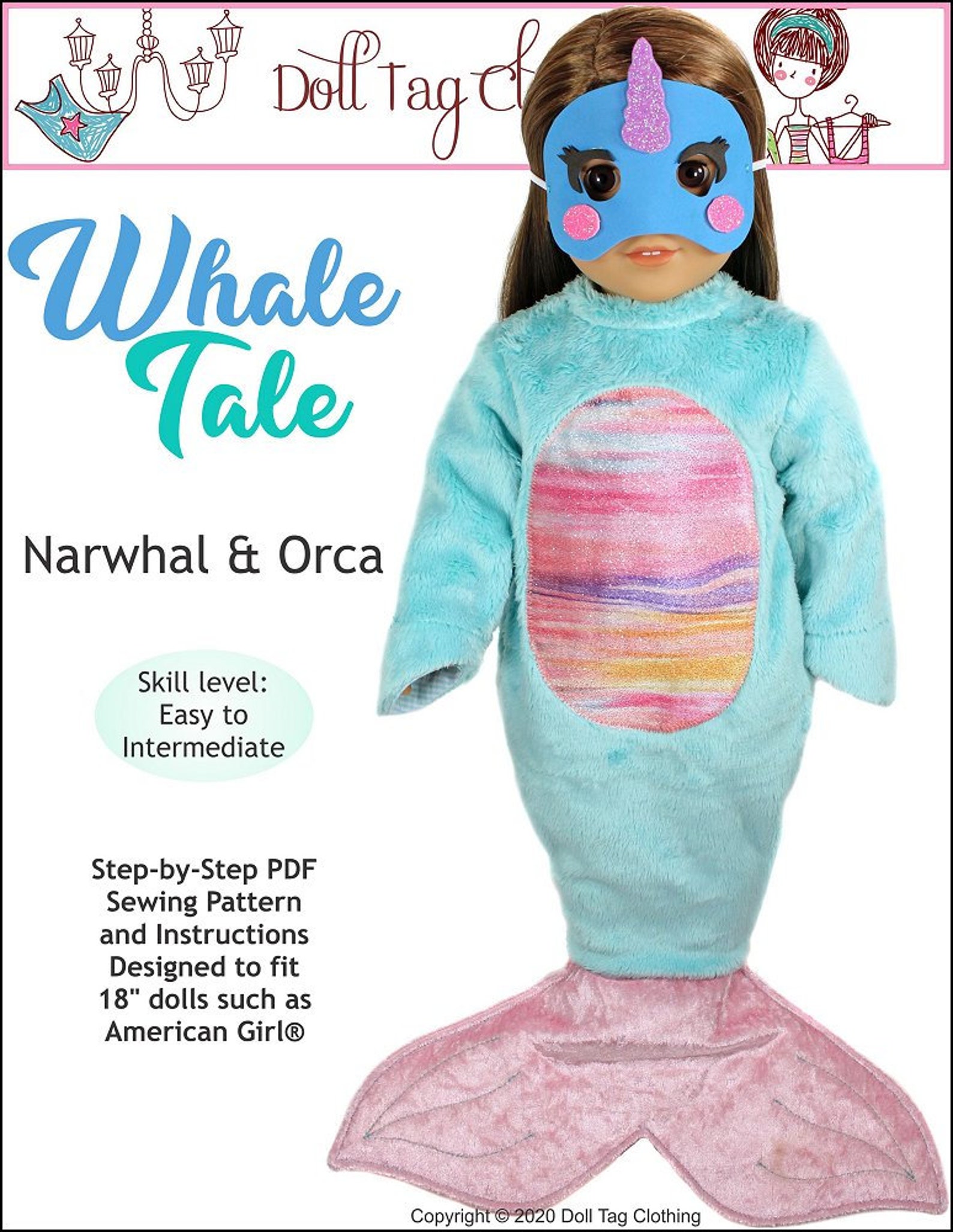 Whale Tale Dress up Costume | Narwhal, Orca | PDF Sewing Pattern for 18 ...