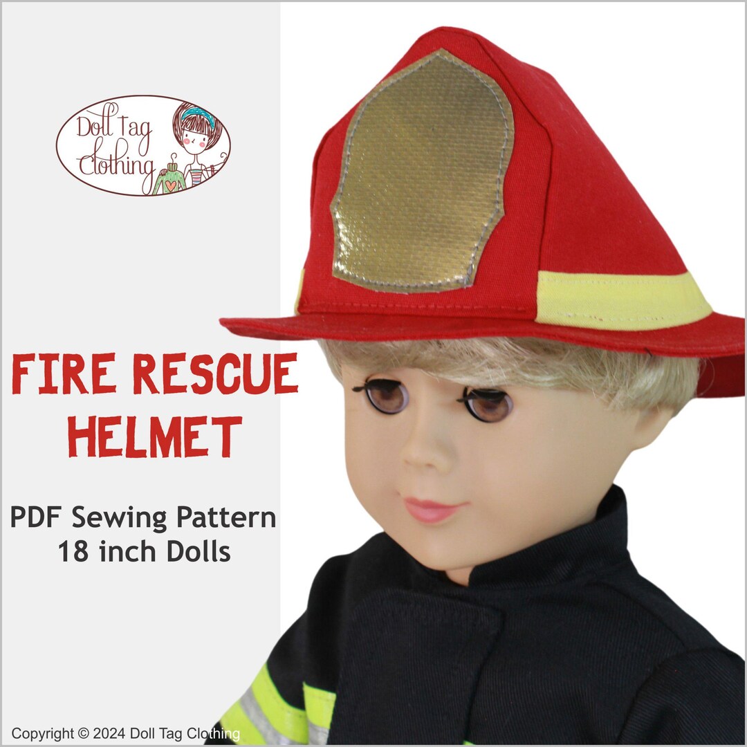 Firefighter Fire Rescue Helmet | PDF Sewing Pattern for 18 Inch Girl ...