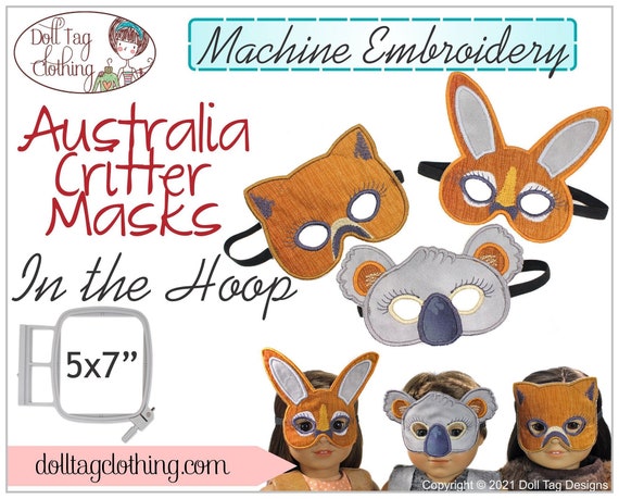 Australia Critter Masks Kangaroo Koala Wombat Machine - Etsy