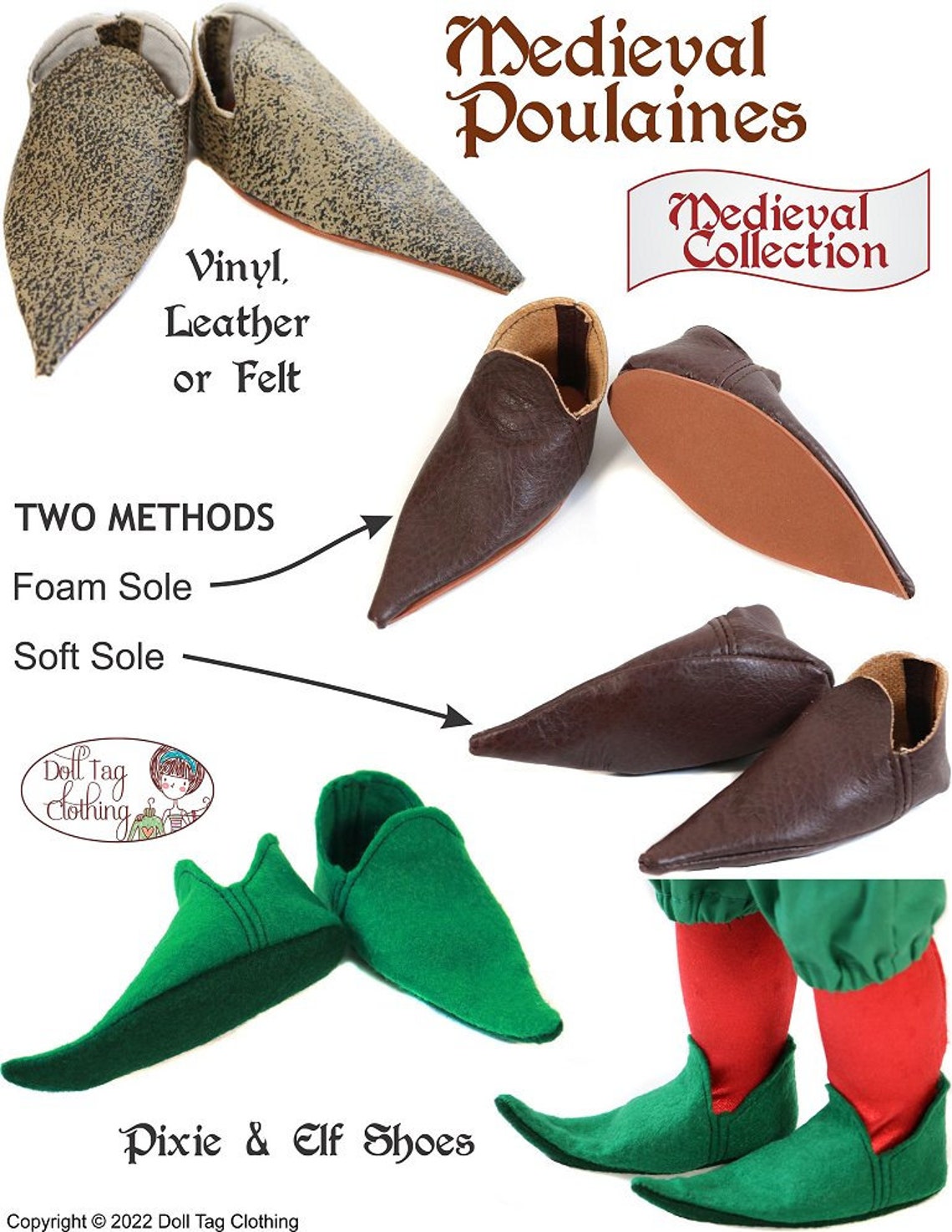 Medieval Poulaines Shoes | PDF Sewing Pattern for 18 Inch Girl and Boy ...