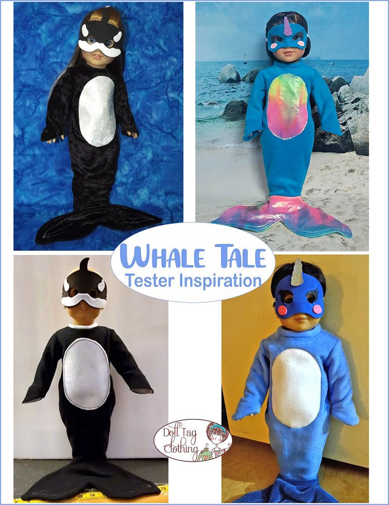 Whale Tale Dress up Costume | Narwhal, Orca | PDF Sewing Pattern for 18 ...