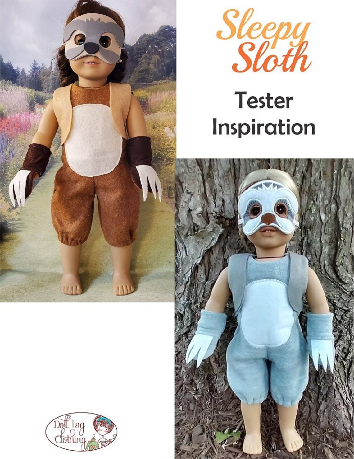 Sleepy Sloth Costume PDF Sewing Pattern for 18 Inch Dolls | Etsy