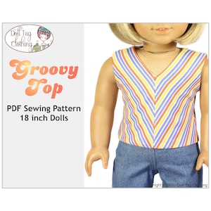 Groovy Top V-neck Lined Shirt PDF Sewing Pattern for 18 Inch Girl Dolls ...
