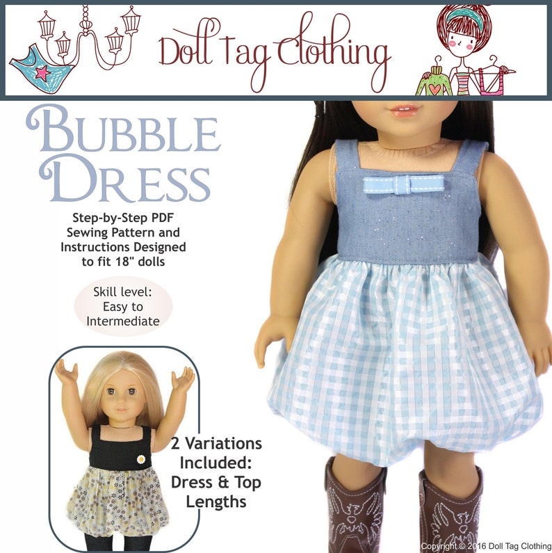 Bubble Strappy Dress | PDF Sewing Pattern for 18 Inch Girl Dolls - Etsy