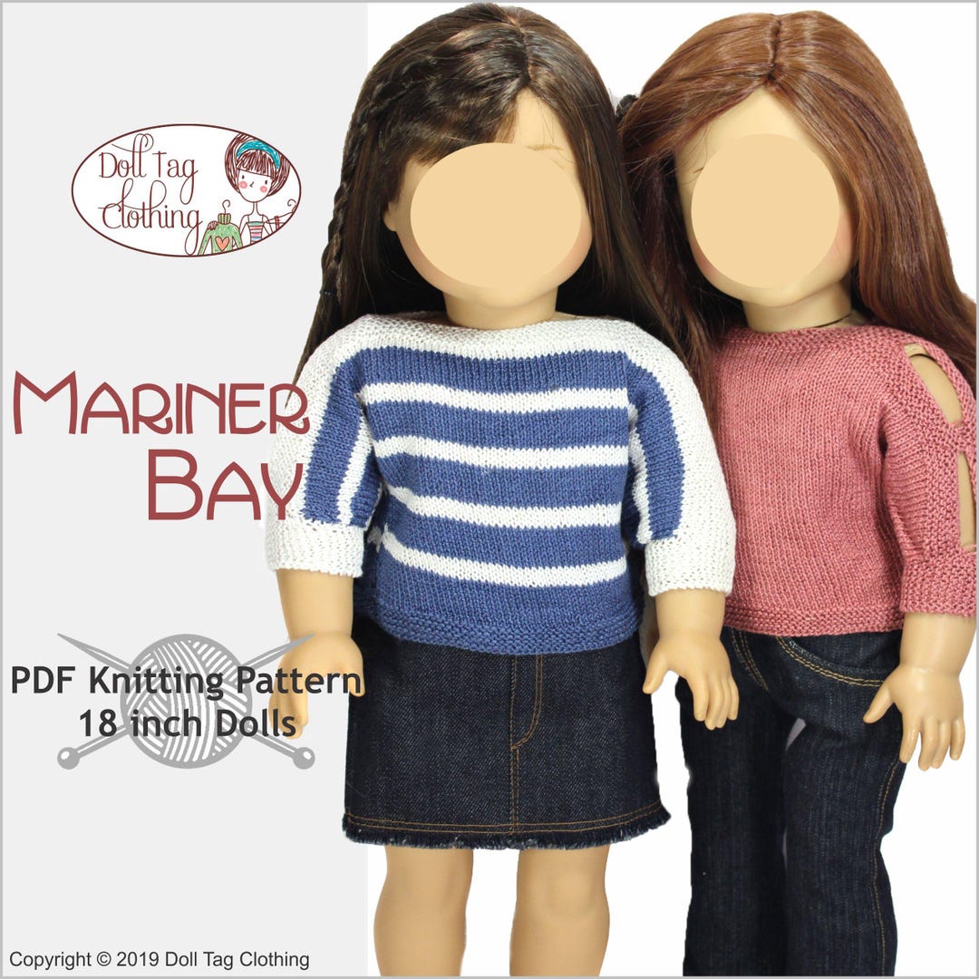 Mariner Bay Sweater | PDF Knitting Pattern for 18 Inch Girl Dolls - Etsy
