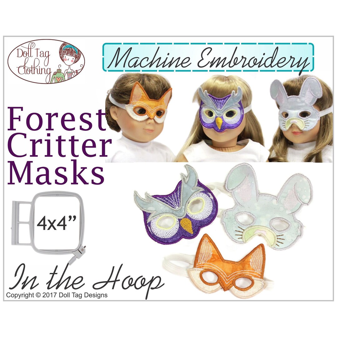Forest Critter Masks Rabbit Owl Fox Machine Embroidery in the Hoop ...