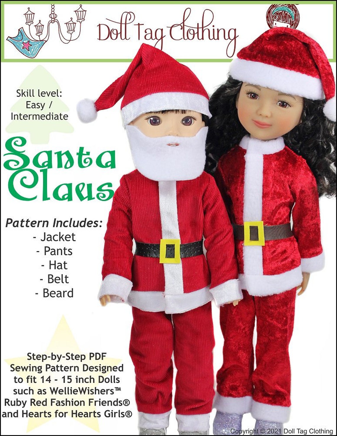 Santa Claus Suit | PDF Sewing Pattern for 14 and 14.5 and 15 Inch Dolls ...