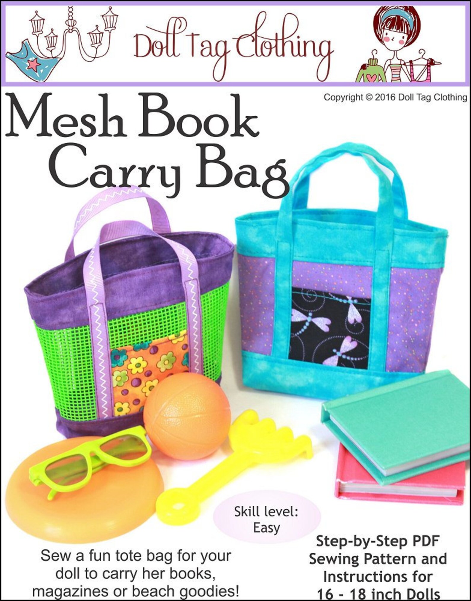 Mesh Book and Beach Bag or Purse PDF Sewing Pattern for 18 - Etsy