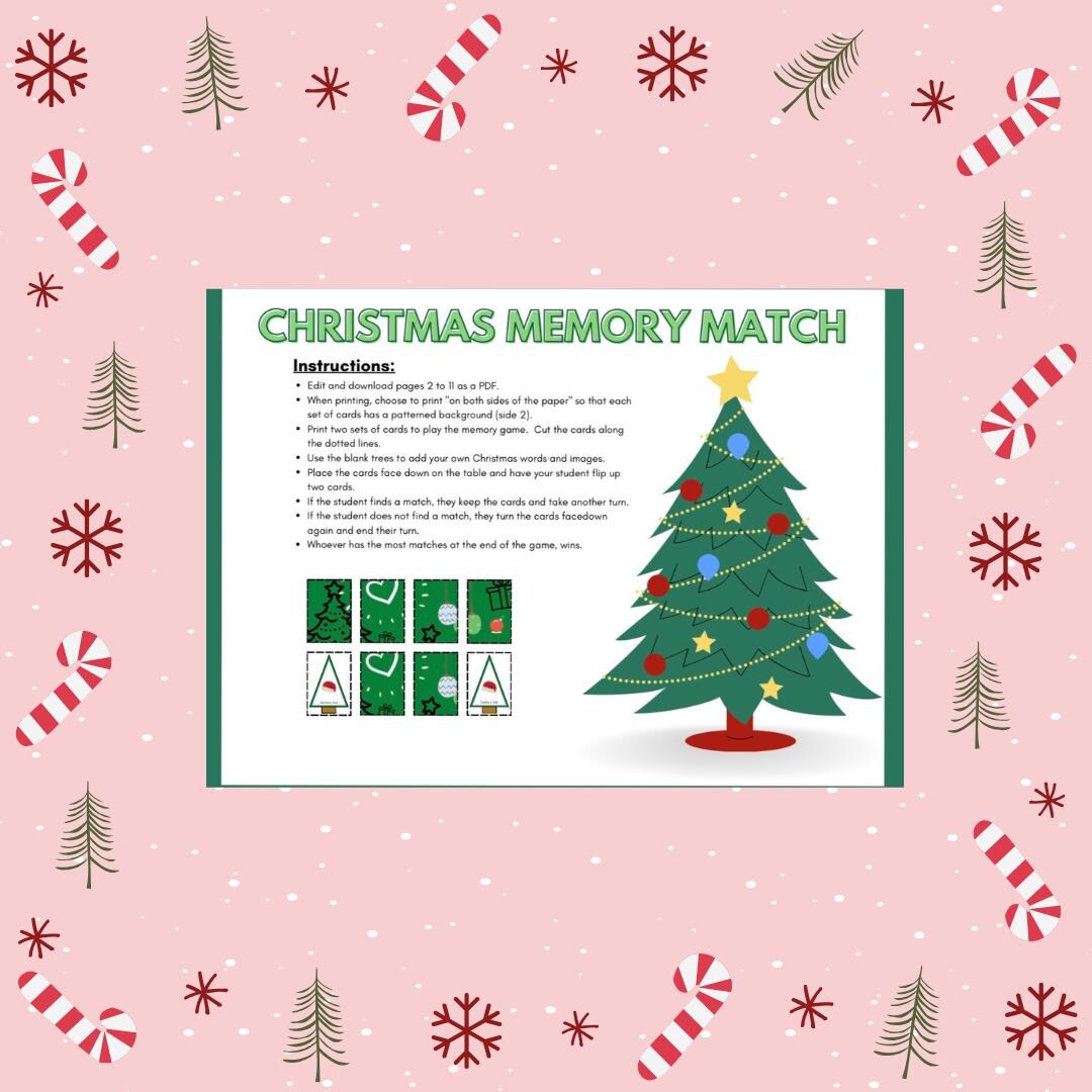 Christmas Memory Match Game • Holiday Matching Cards Printable • Kids ...