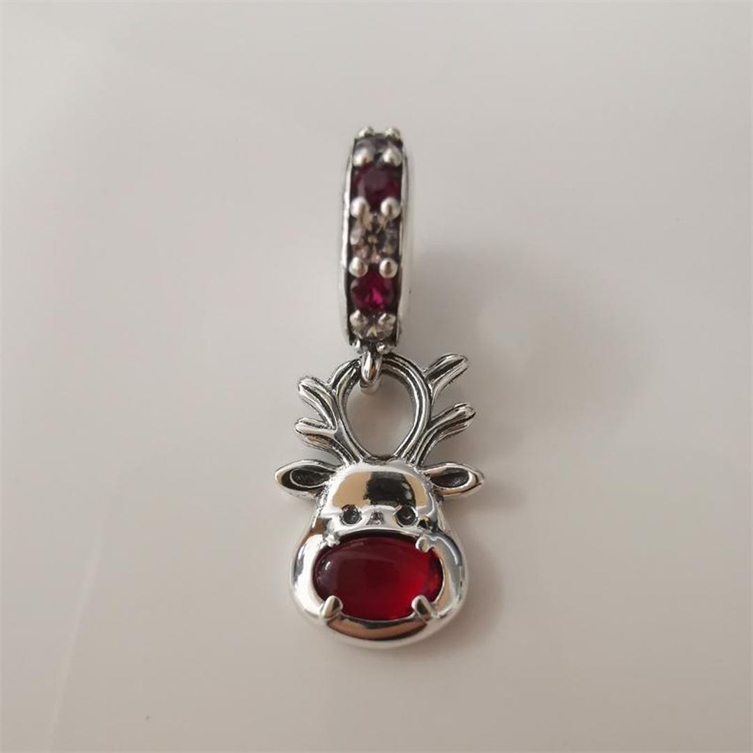 Red Nose Reindeer PANDORA Murano Charm Pendant - Etsy