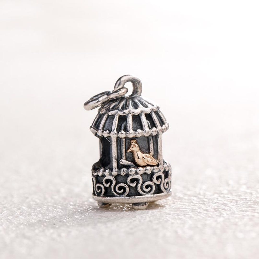 Retired Songbird Pandora Silver 14k Gold Charm - Etsy