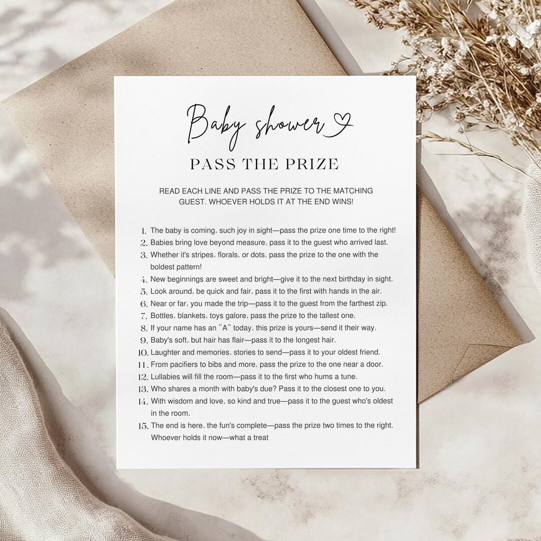 Baby Shower Pass the Prize Game Editable, Pass the Gift Fun Shower ...