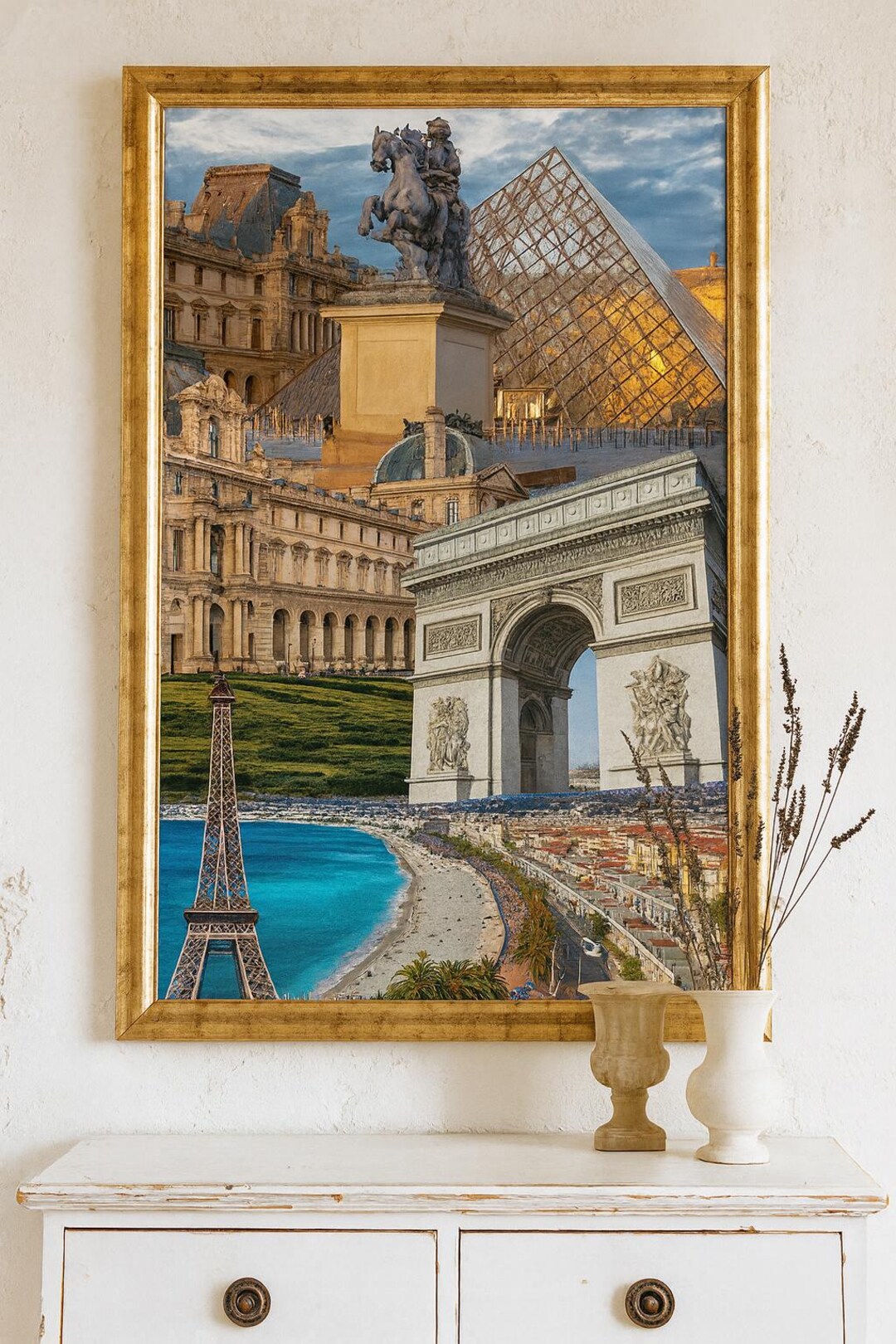 France Landmarks Collage Poster | Paris Wall Art Print | French Travel ...