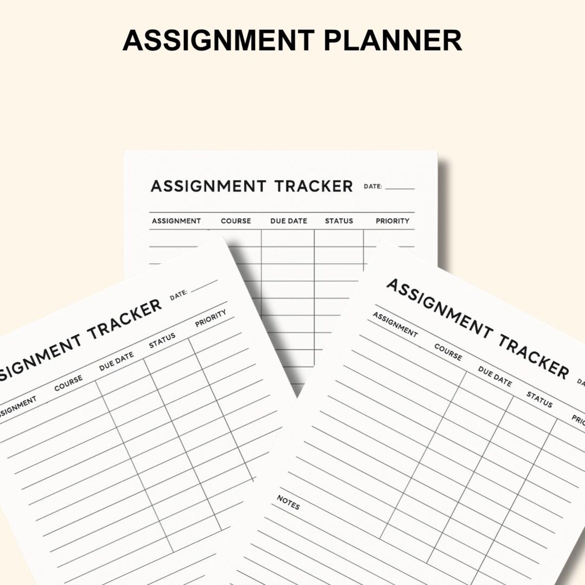 Assignment Tracker Printable | Homework & Study Organizer | Academic ...