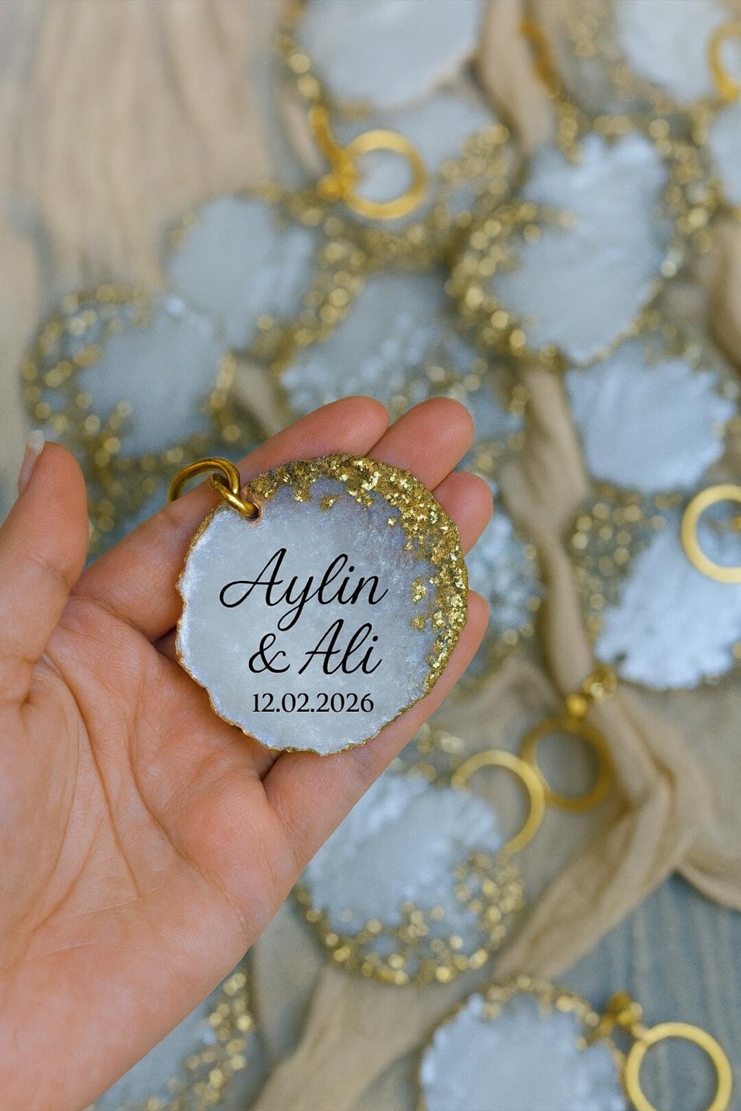 Personalised Luxury Key Chain/magnet Wedding Favour - Etsy