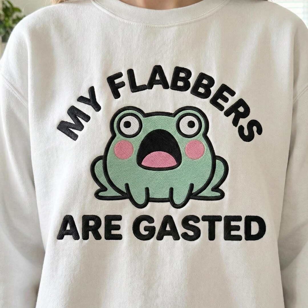 Funny Frog Meme Embroidery Design, My Flabbers Are Gasted Machine ...