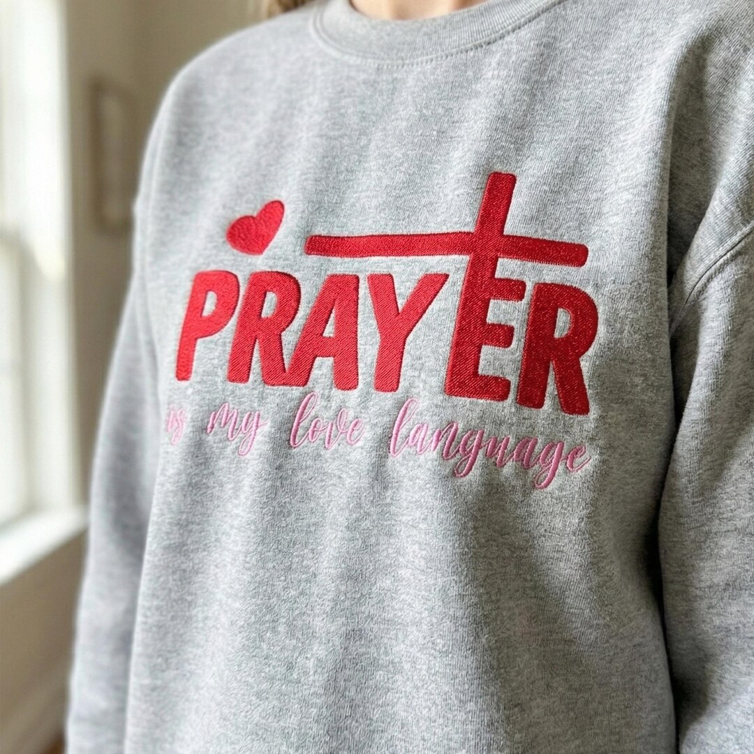 Prayer is My Love Language Embroidery Design, Christian Cross Heart ...