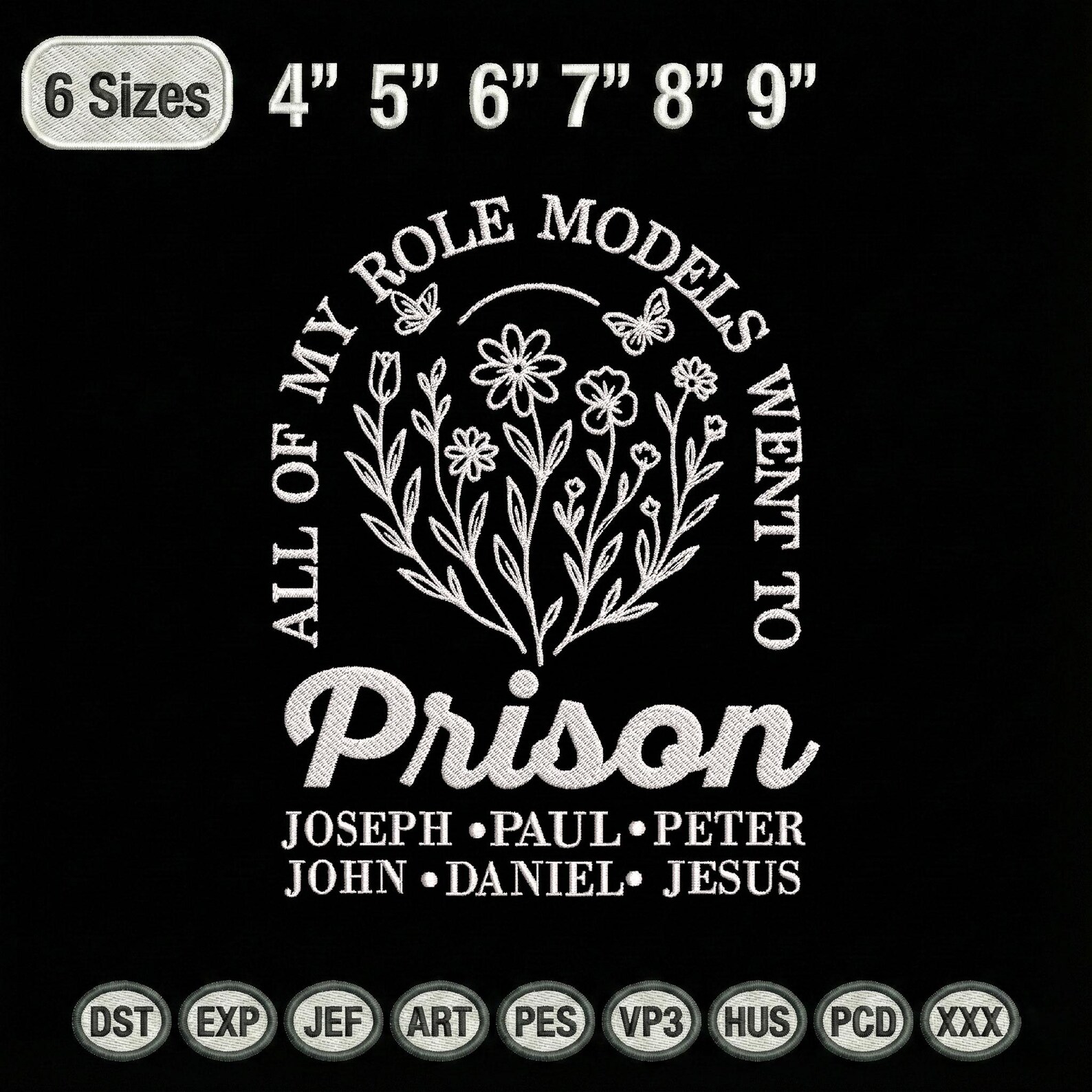 Role Models Went to Prison Embroidery Design, Funny Christian Machine ...
