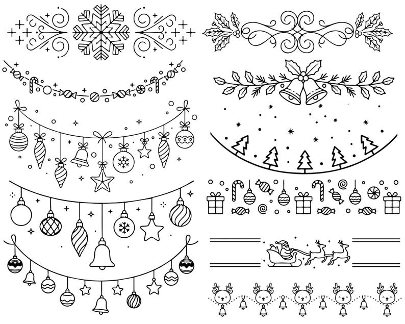 Christmas Text Divider SVG PNG Bundle, Line Divider | Design Element ...